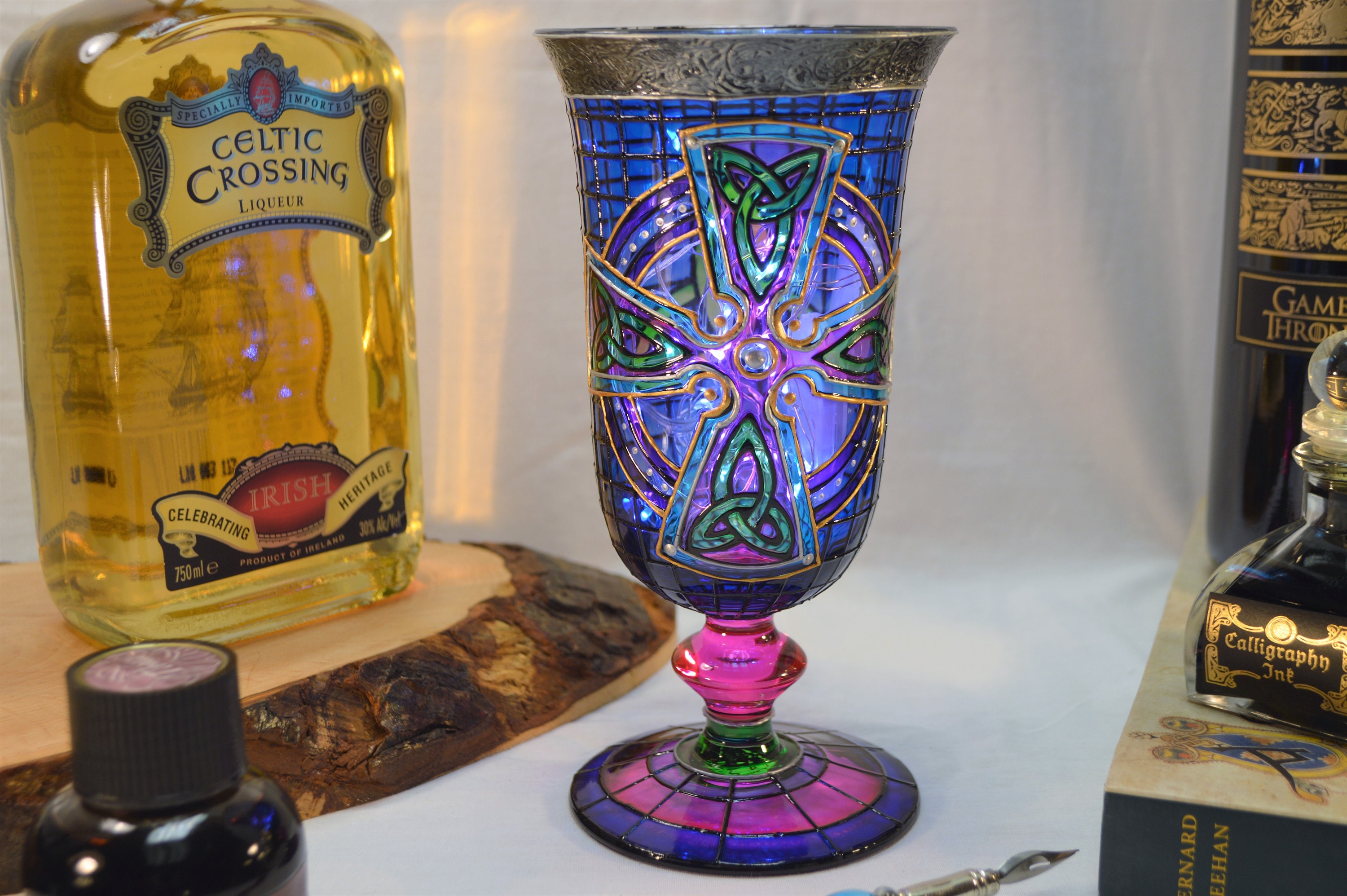 Celtic Cross Stained Glass Goblet - Etsy