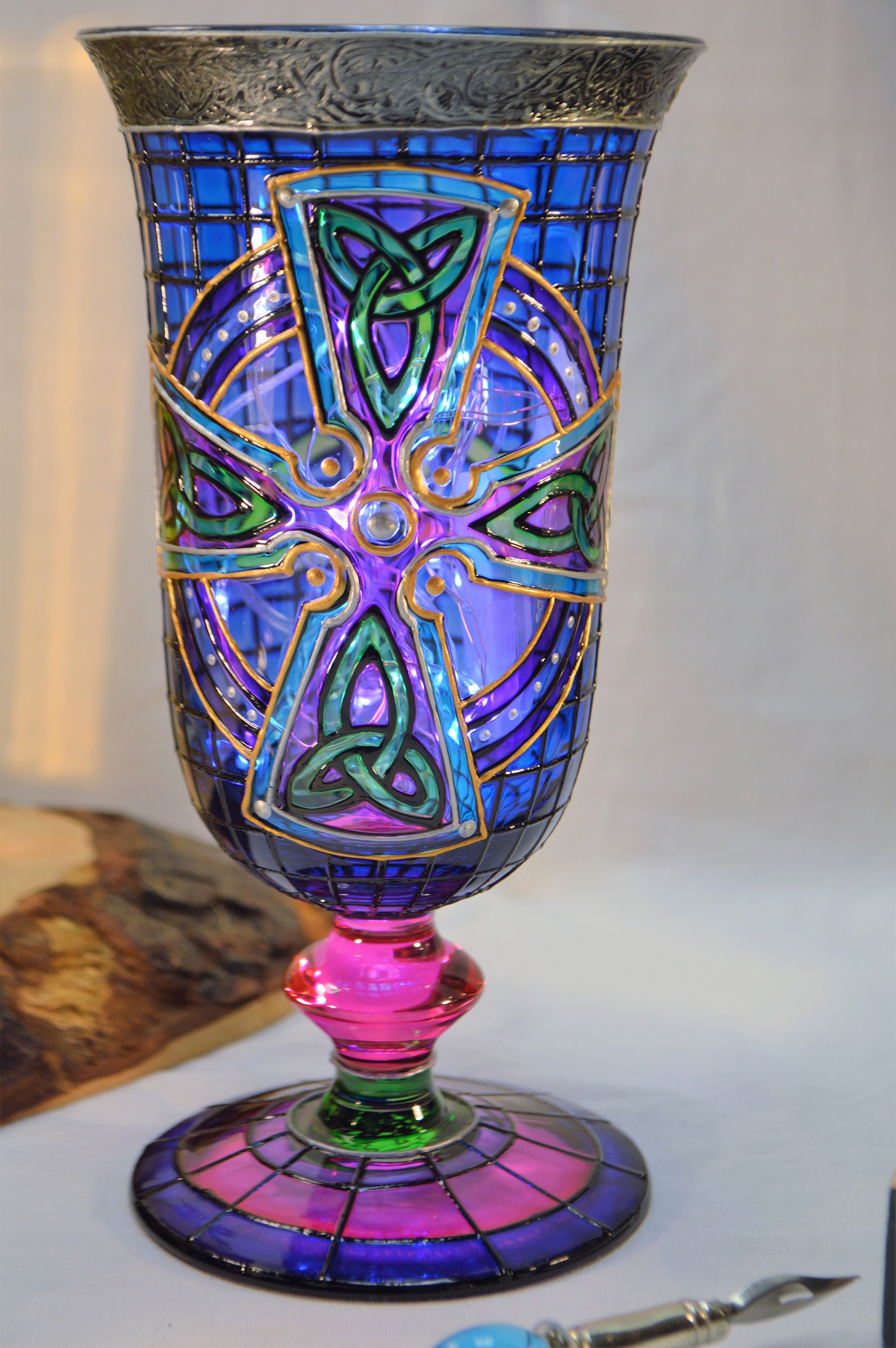 Celtic Cross Stained Glass Goblet - Etsy