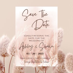 Boho Flowers Save the Date Wedding Invitation | Digital Download ...