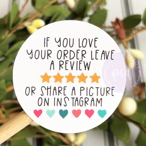 Instagram Review Reminder Sticker Roll of 50 Stickers Bulk | Etsy