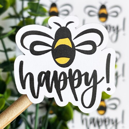 Bee Happy Sticker Etsy Sticker Party Favor Sticker Wedding - Etsy