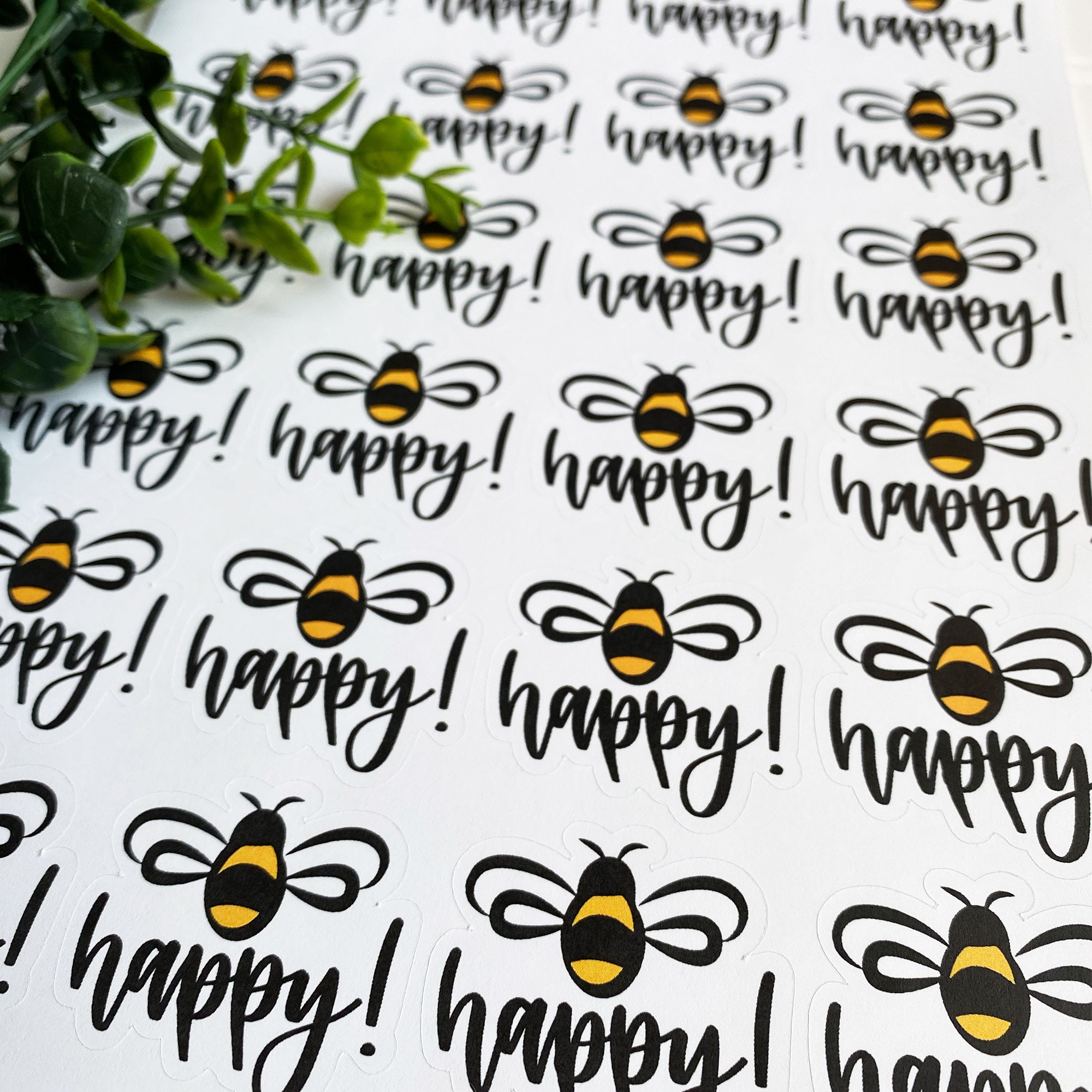 Bee Happy Sticker Etsy Sticker Party Favor Sticker Wedding | Etsy