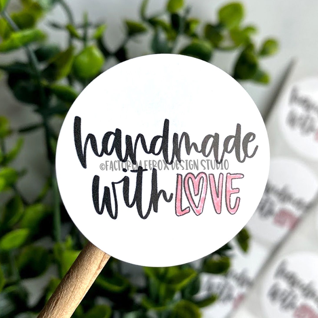 Handmade With Love Roll of 50 Stickers©, Bulk Stickers, Thank You ...