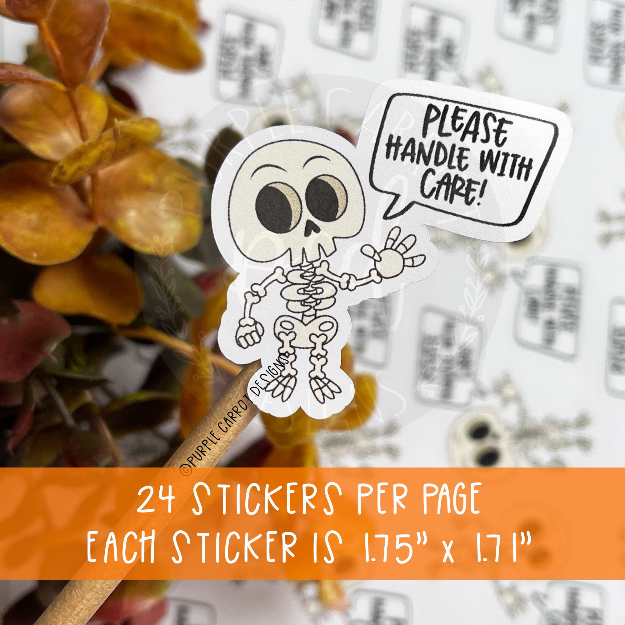Skeleton Handle Wtih Care Sticker Halloween Sticker Fragile - Etsy