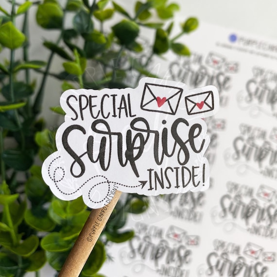 Special Surprise Inside Sticker© Free Gift Sticker Surprise | Etsy