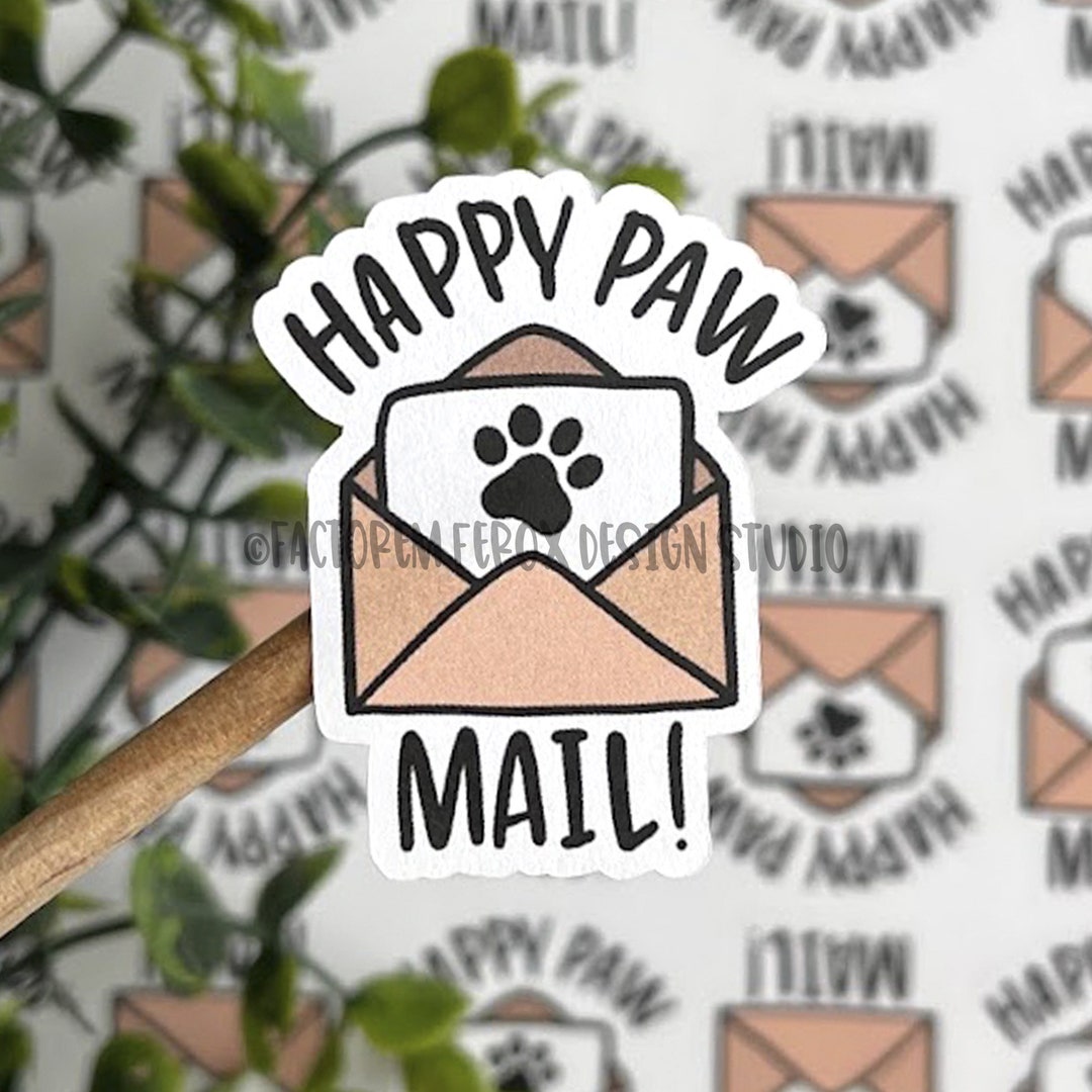 Happy Paw Mail Envelope Sticker©, Dog Paw, Dog Sticker, Pet Sticker ...