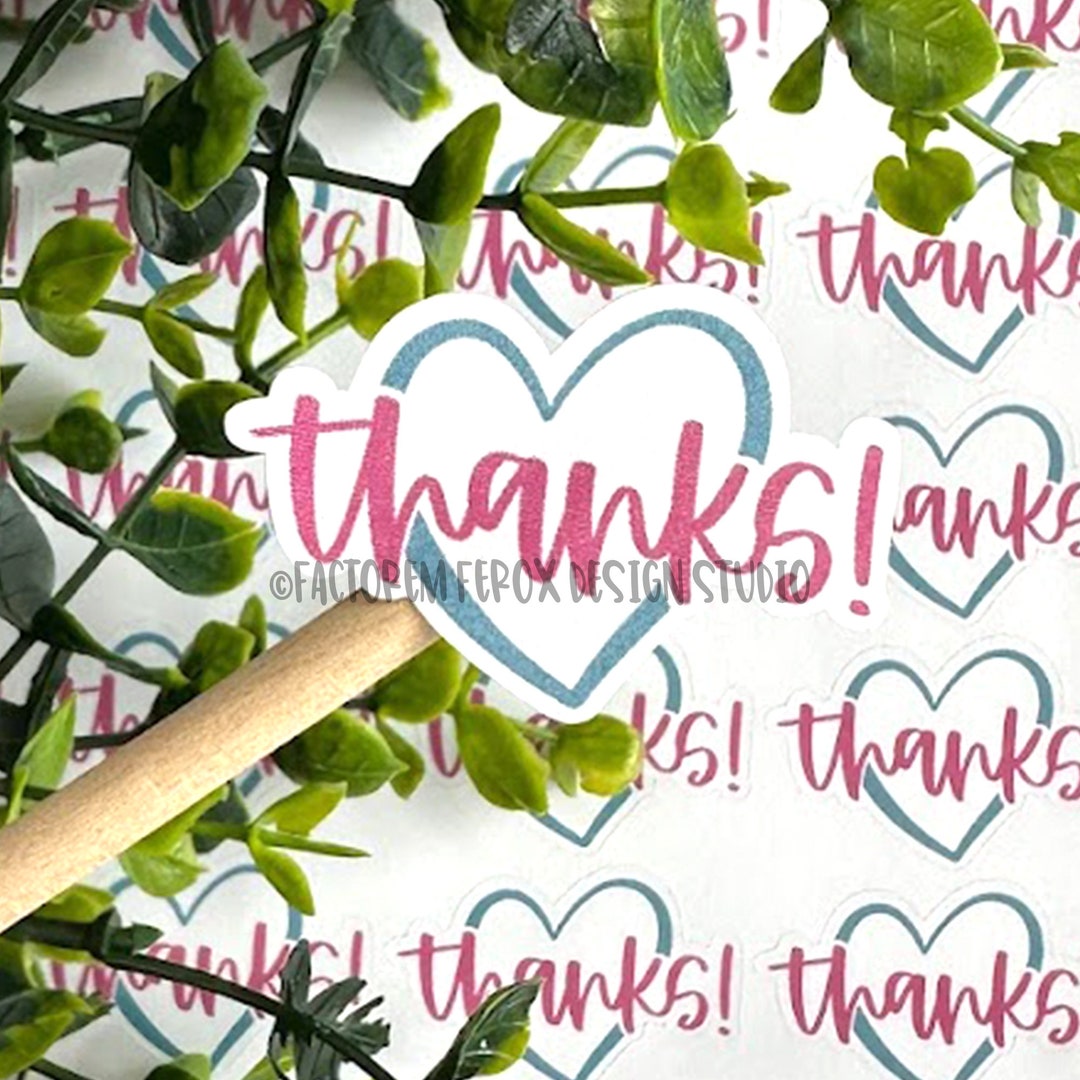 Thanks Heart Sticker©, Thank You Sticker, Heart Label, Small Shop ...