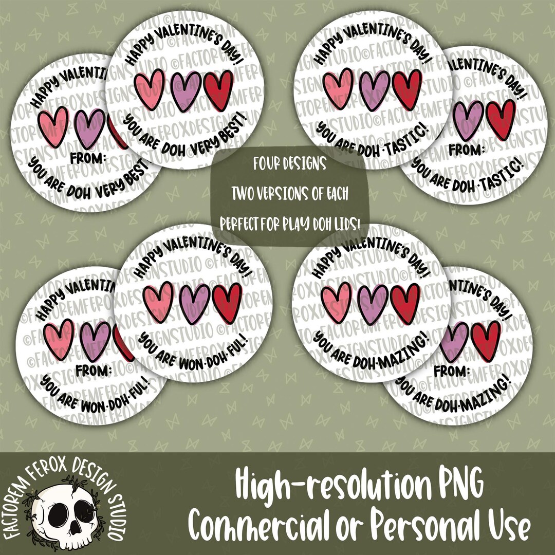 Valentine Play-doh Stickers: Round Labels, Commercial Use (digital PNG ...