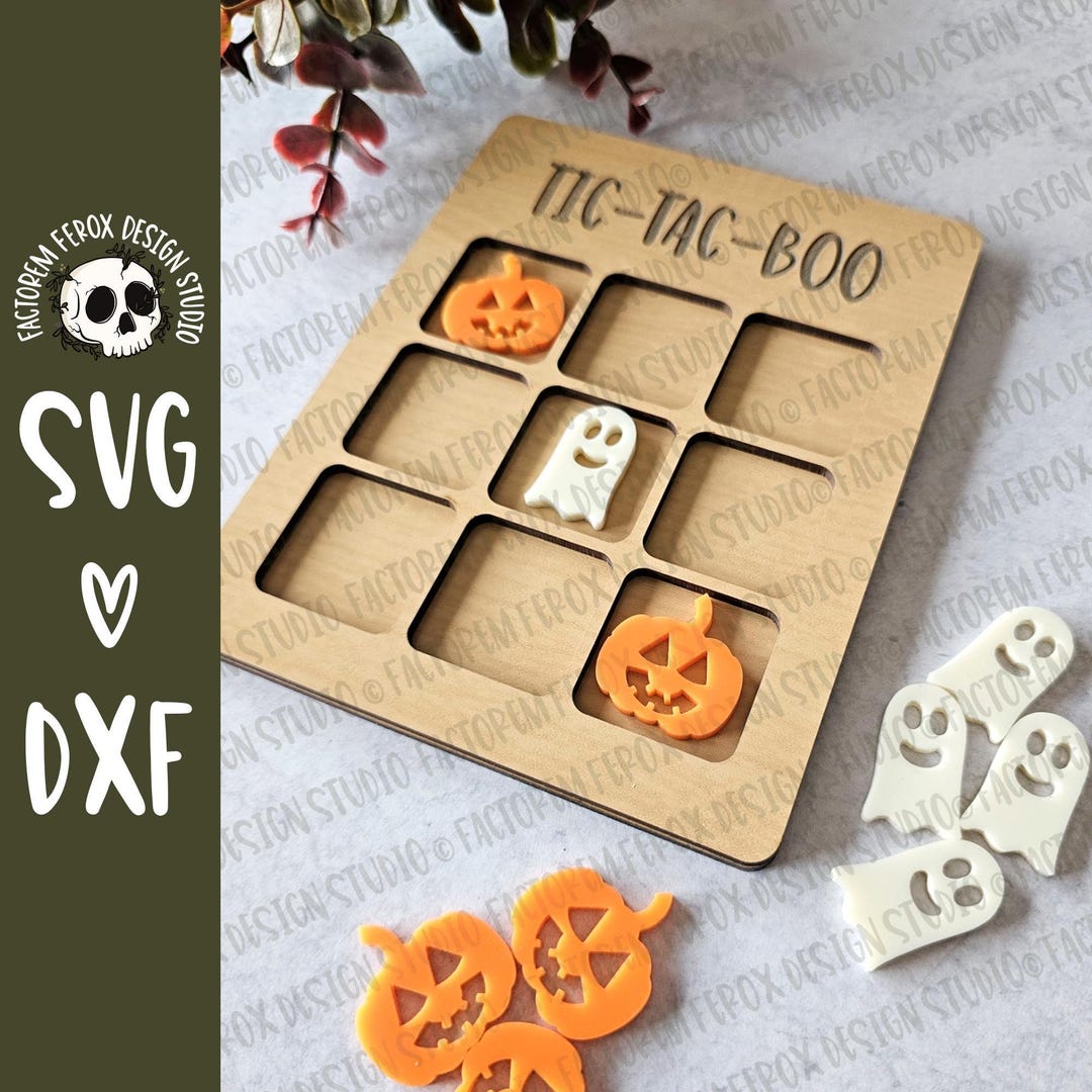 Halloween Tic Tac Toe Board SVG: Laser Cut File, Commercial Use - Etsy ...