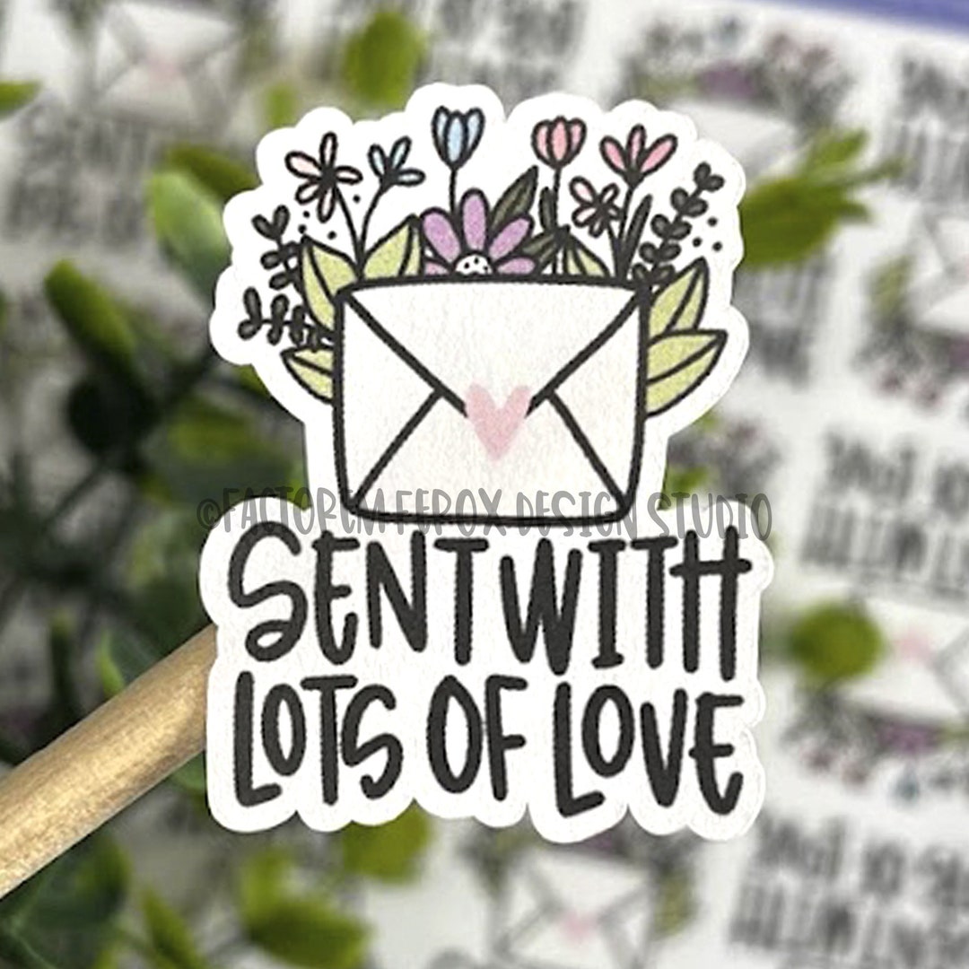 Sent With Lots of Love Flower and Envelope Sticker©, Snail Mail, Pen ...