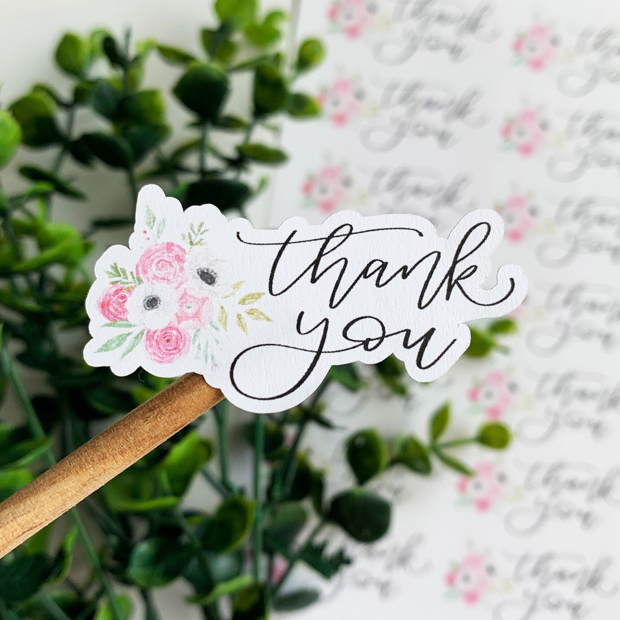 Thank You Sticker Flower Thank You Sticker Spring Flower | Etsy
