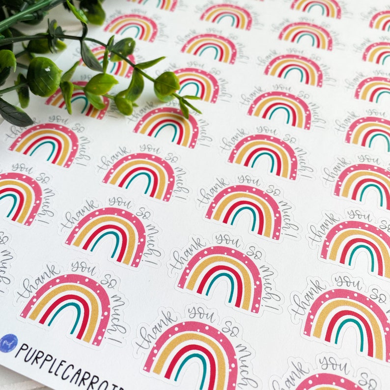 Thank You So Much Rainbow Sticker Thank You Sticker Small Etsy