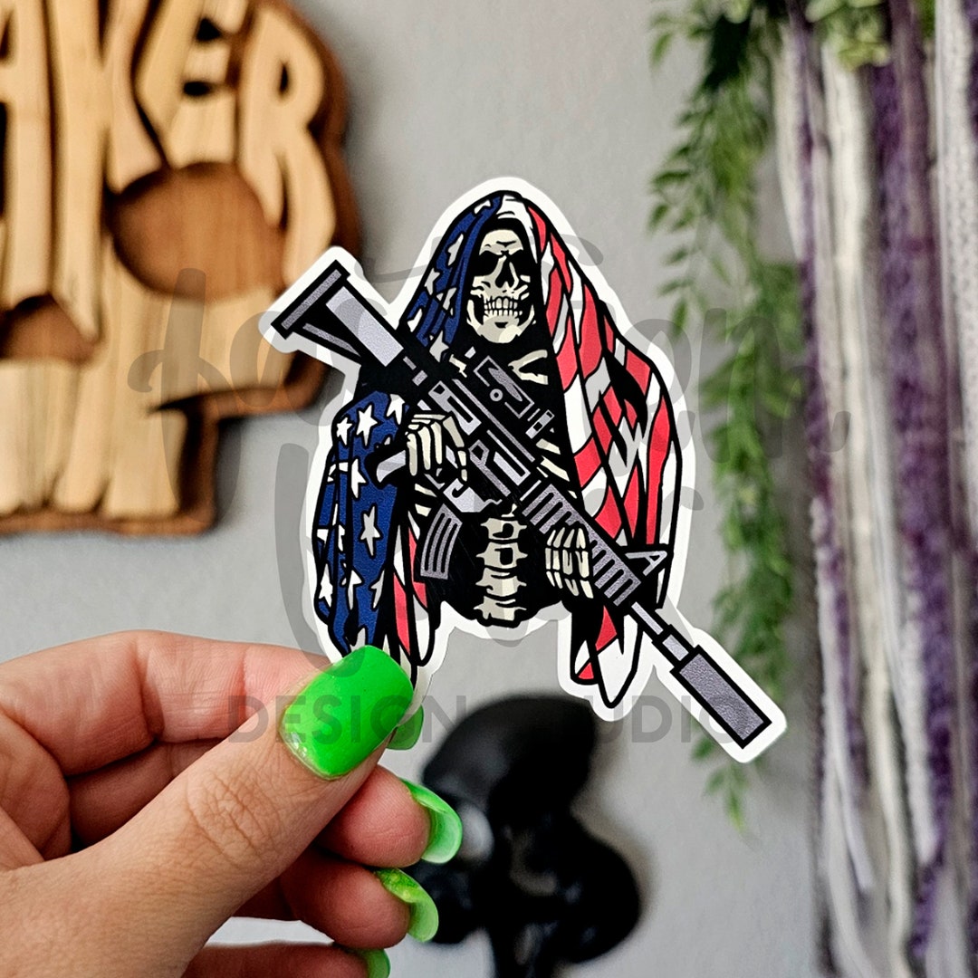 American Flag Reaper Vinyl Sticker ©, Tumbler Decal, Laptop Sticker ...
