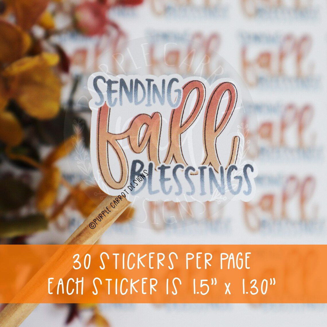 Sending Fall Blessings Sticker© Fall Sticker Autumn - Etsy