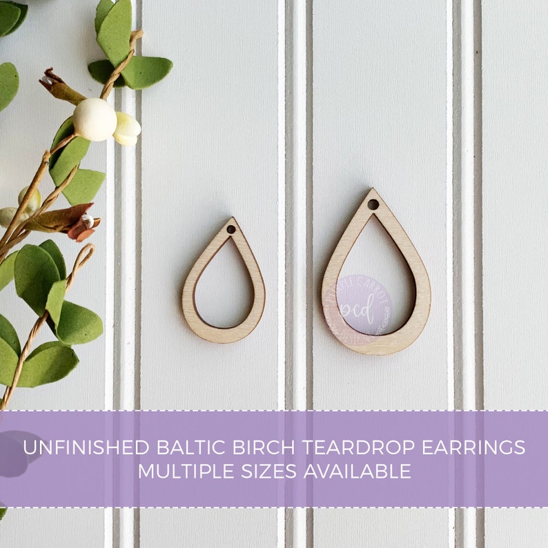 Teardrop Wooden Earring Blanks Unfinished Earrings DIY - Etsy