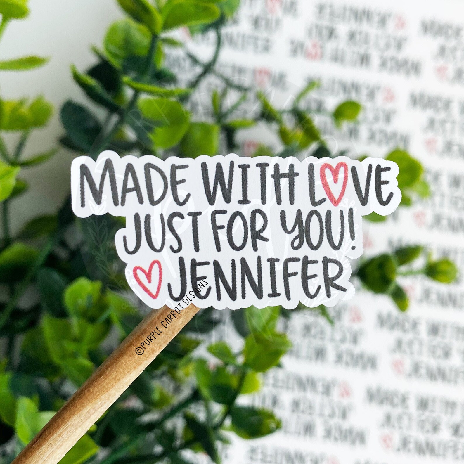 Made With Love Just for You Personalized Sticker© Thank You - Etsy UK