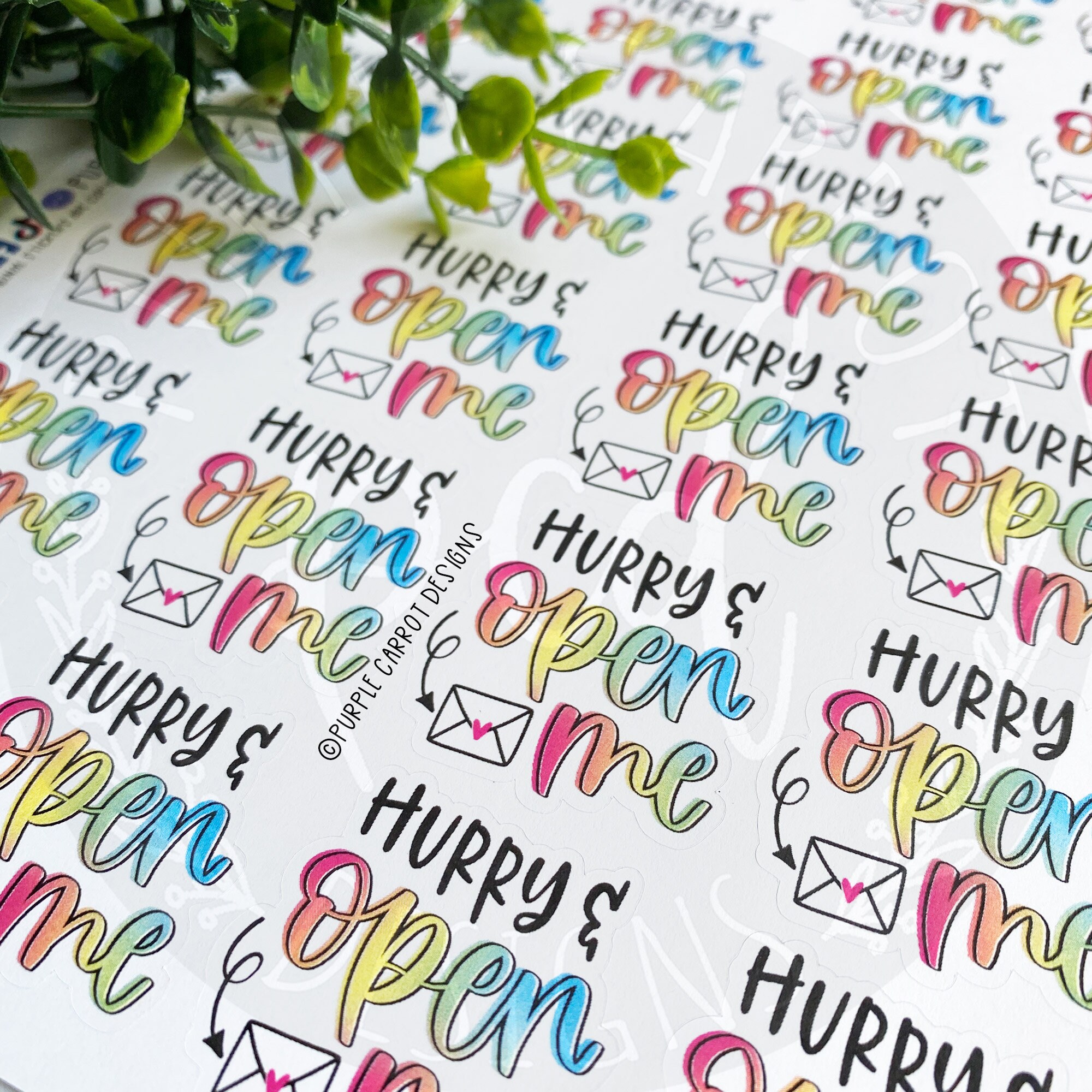 Hurry and Open Me Colorful Sticker© Open Me Already Etsy | Etsy