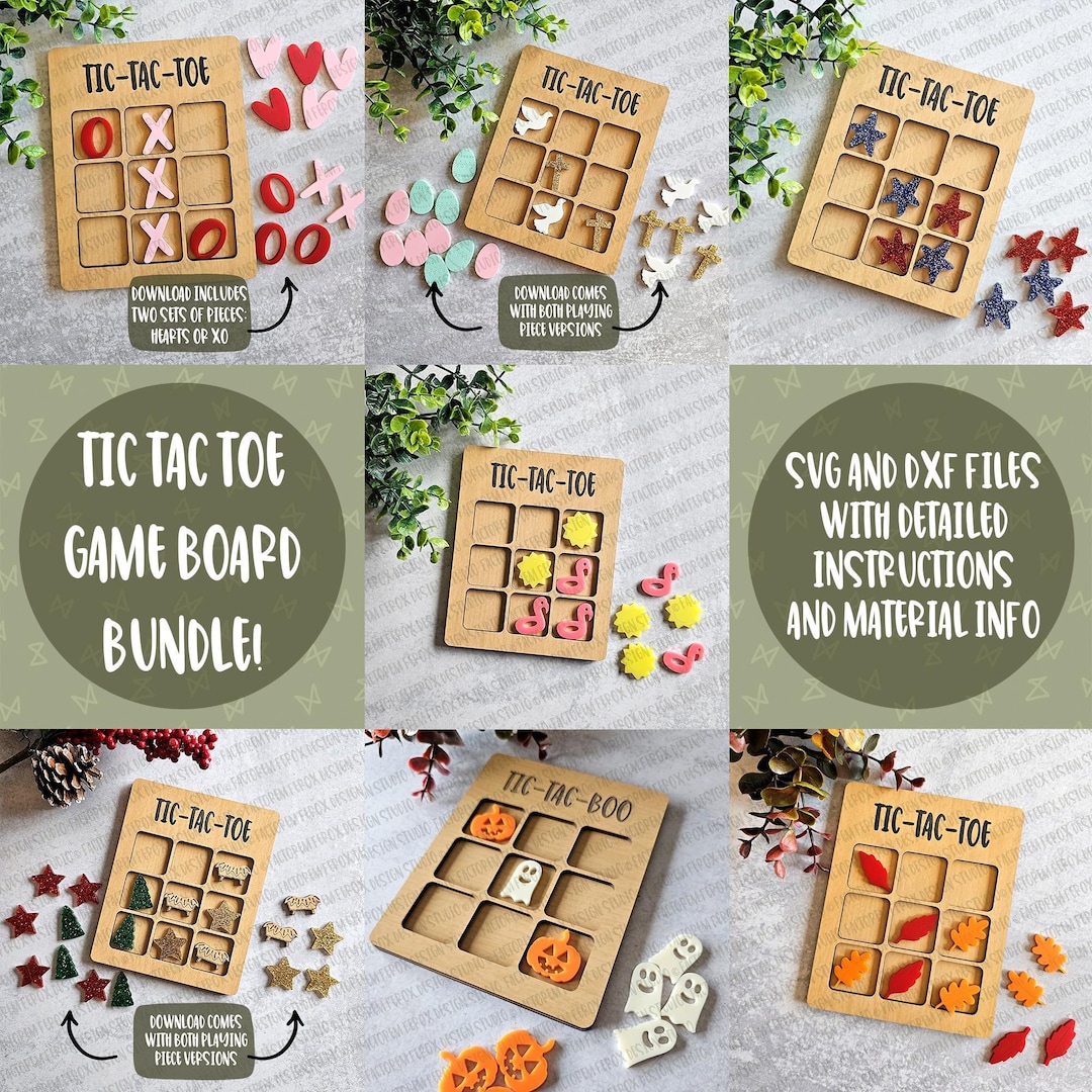 Tic Tac Toe Board SVG Bundle: Laser Cut File, Commercial Use - Etsy ...