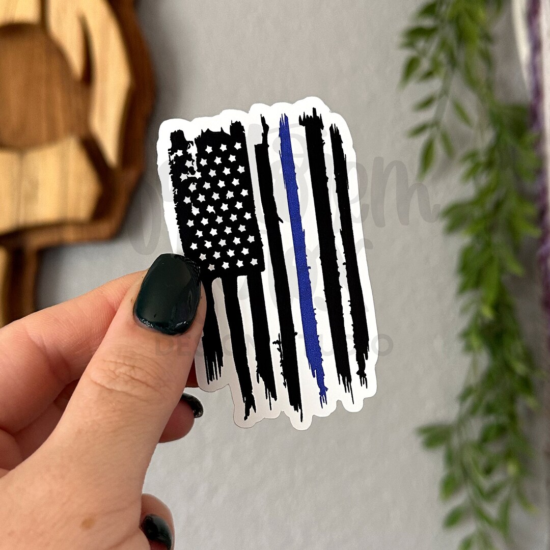 Thin Blue Line Vinyl Sticker ©, Tumbler Decal, Laptop Sticker, Window ...
