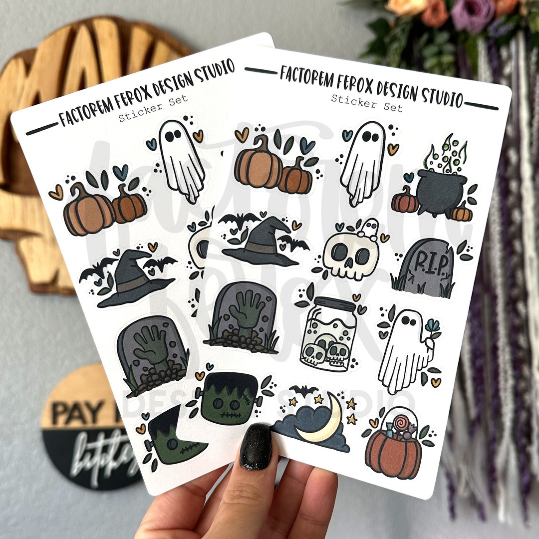 Halloween-themed Sticker Sheets ©, Planner Stickers, Bullet Journal ...