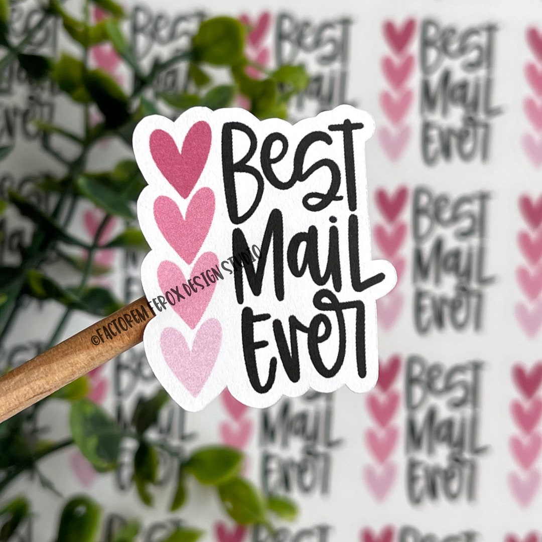 Best Mail Ever Pink Ombre Sticker©, Pink Heart Sticker, Small Shop ...