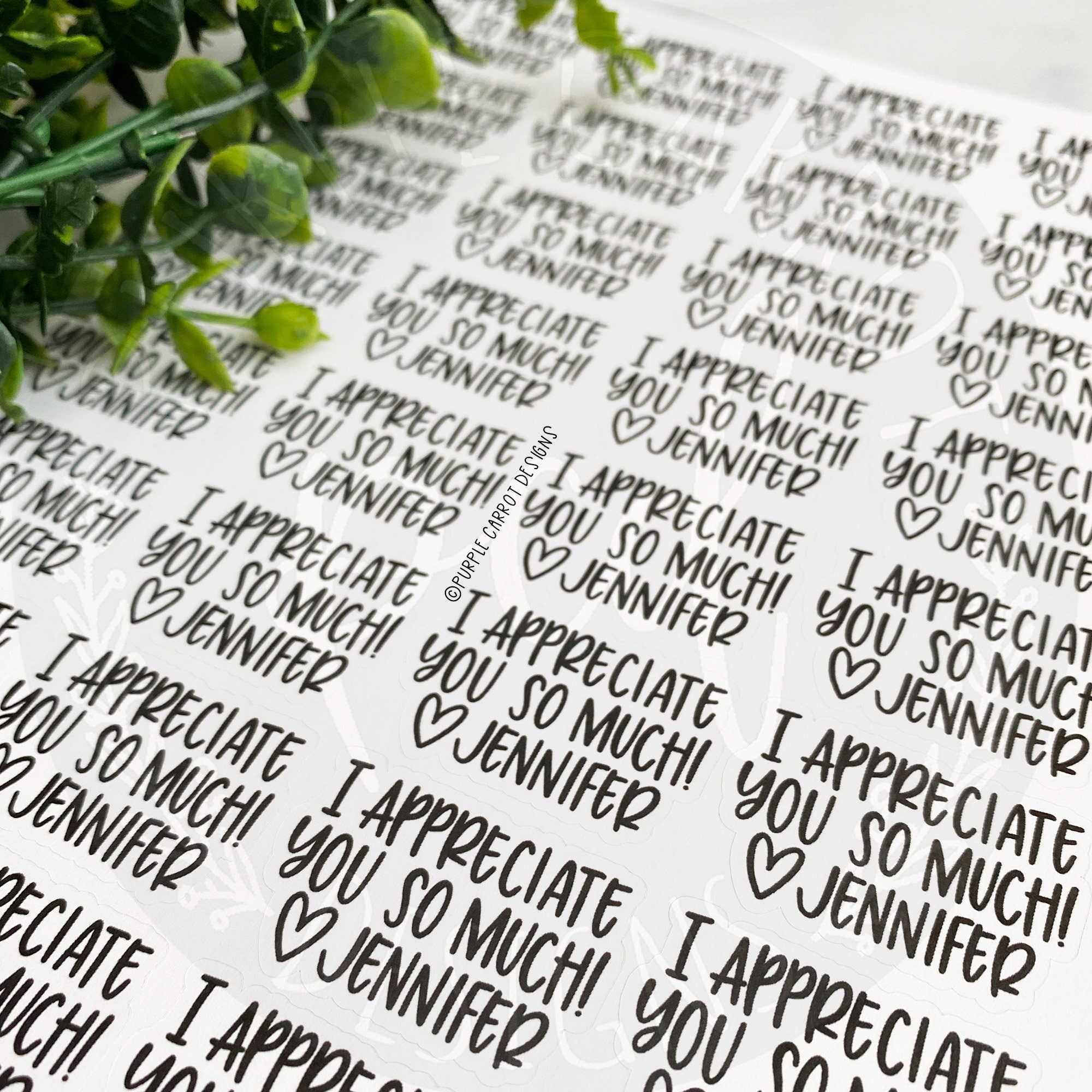 Personalized I Appreciate You so Much Sticker© Thank You - Etsy