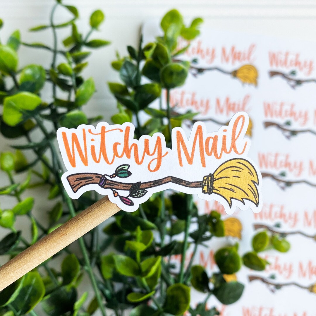 Witchy Mail Sticker Halloween Sticker Broomstick Sticker - Etsy