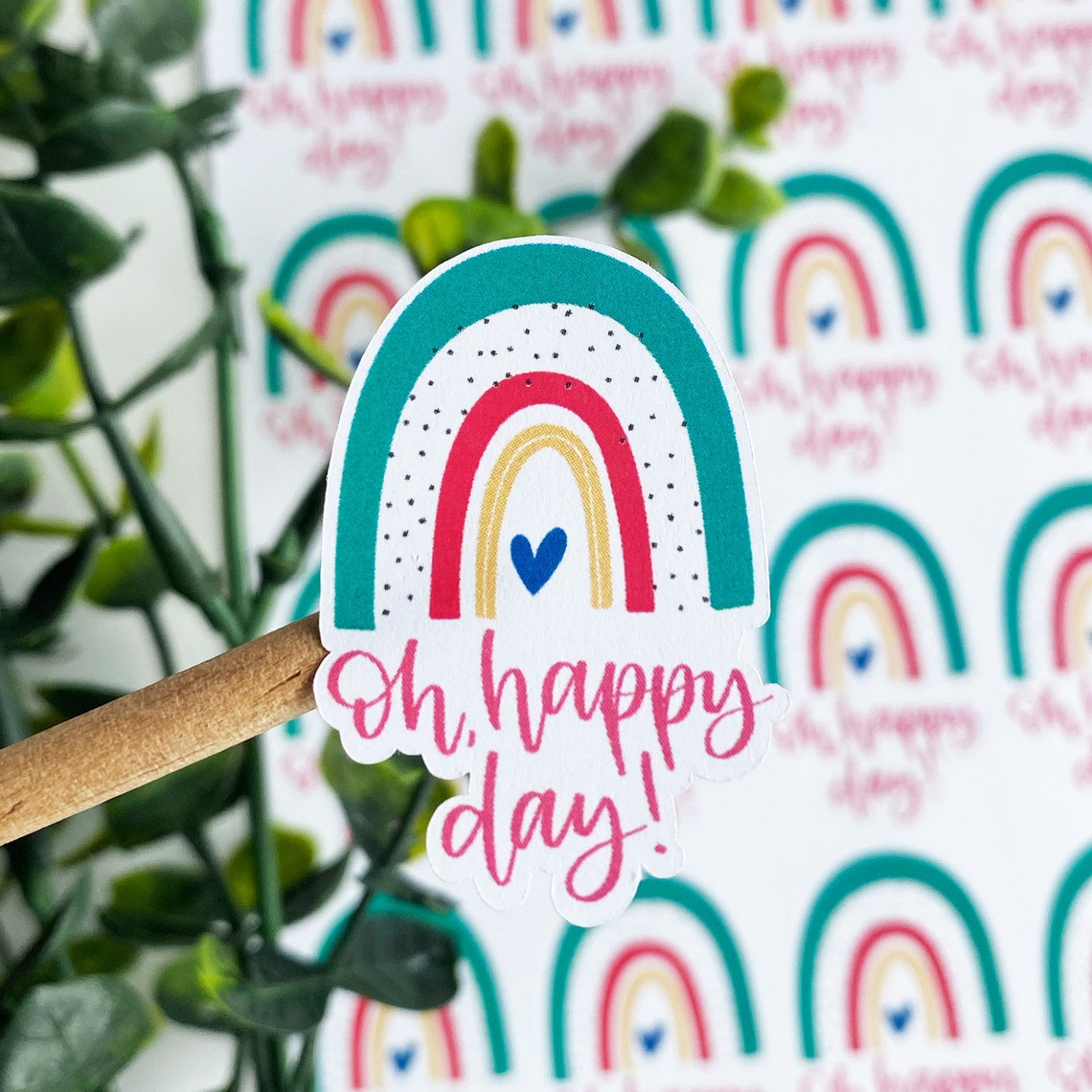 Oh Happy Day Rainbow Sticker Etsy Sticker Business Sticker - Etsy