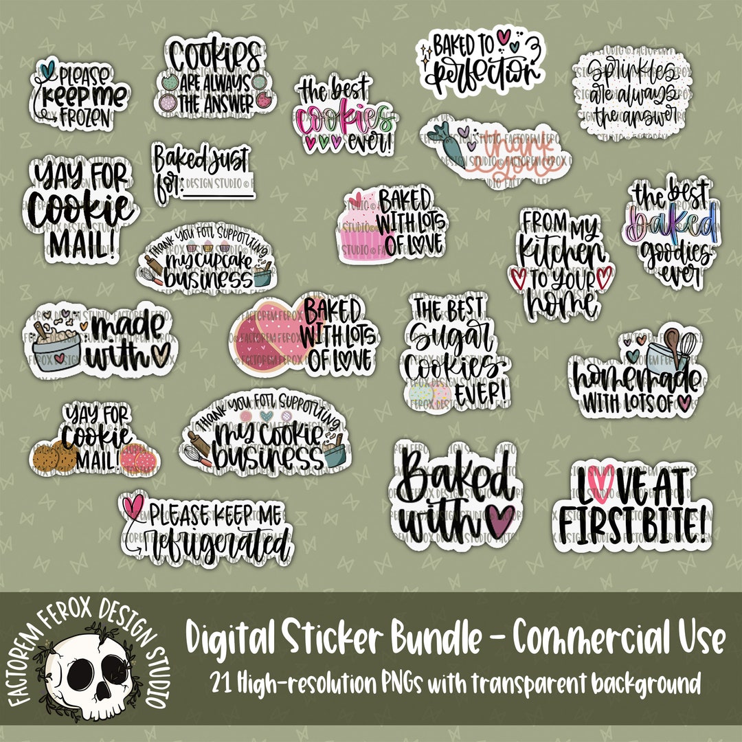 Baking Digital Sticker Bundle © - Commercial Use, Packaging, Printable ...