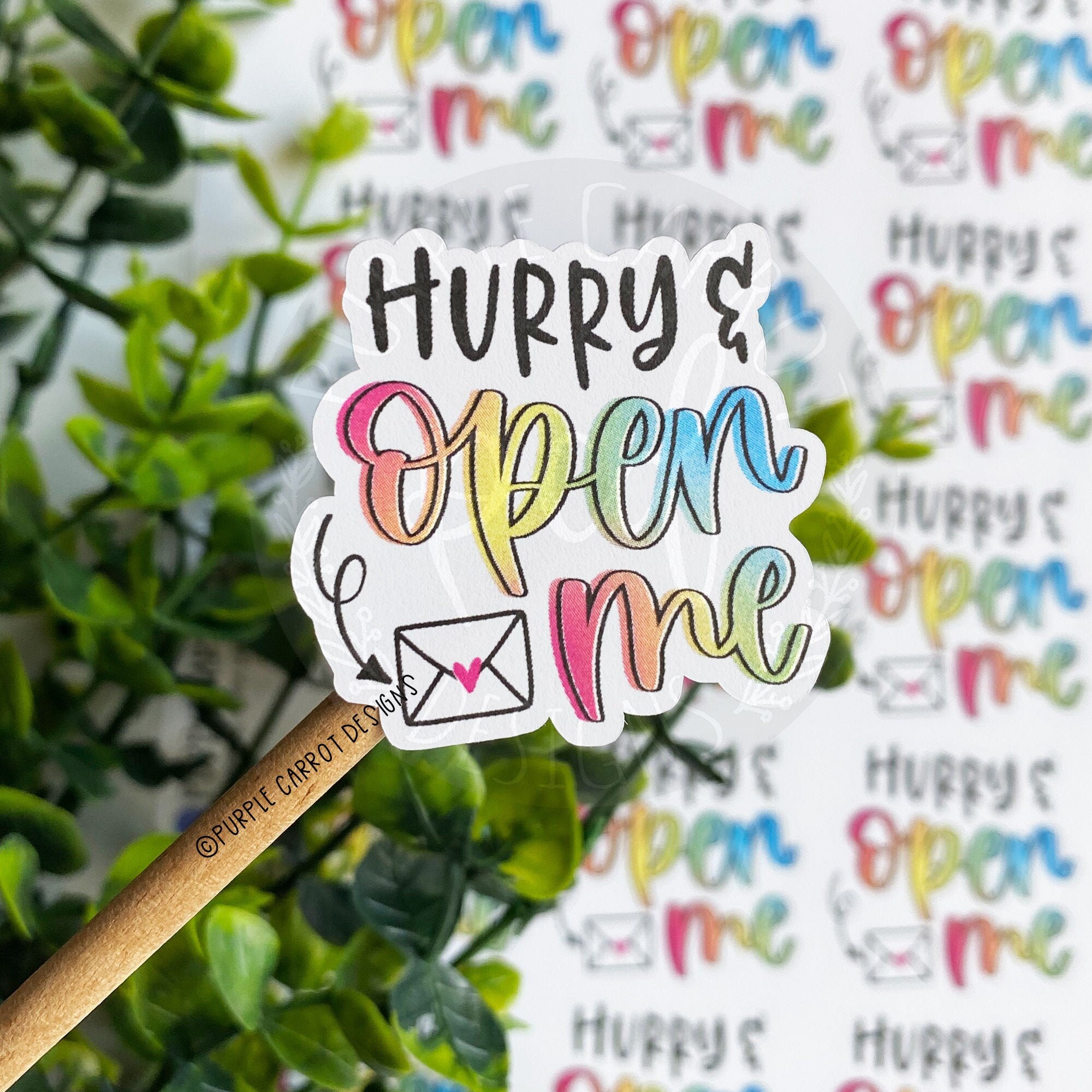Hurry and Open Me Colorful Sticker© Open Me Already Etsy | Etsy