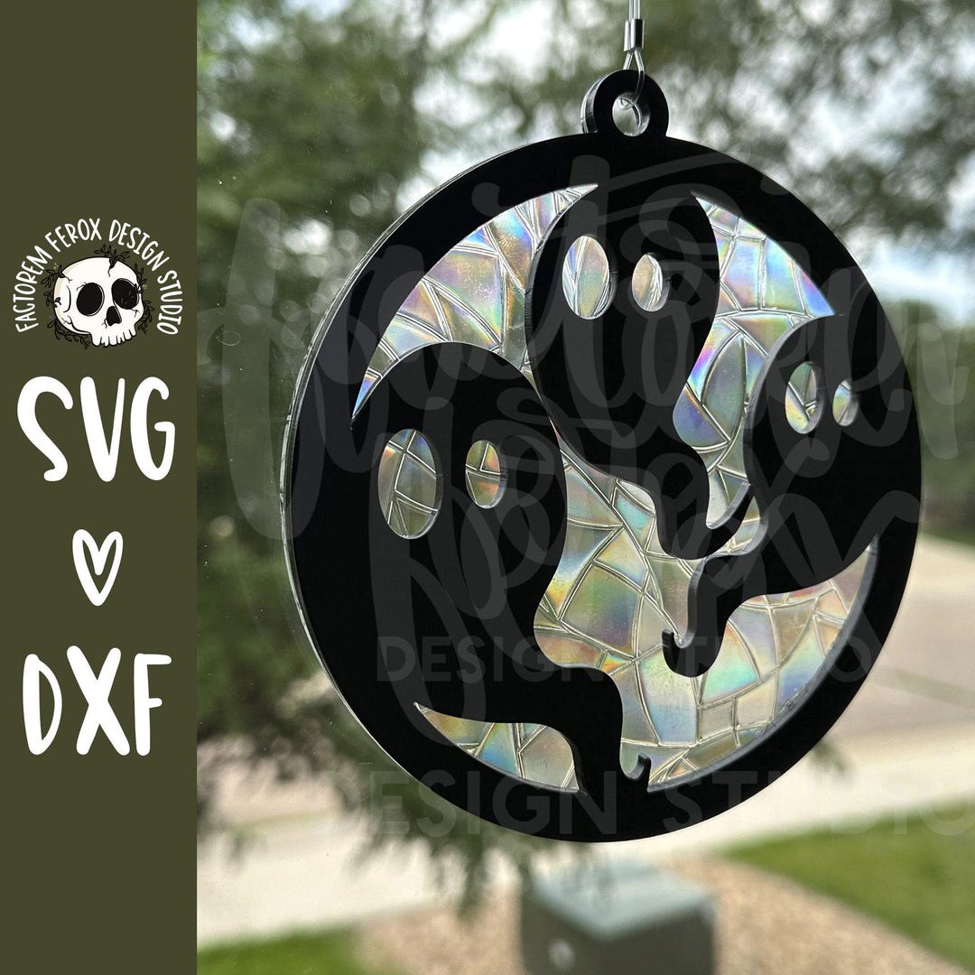 Ghost Suncatcher Laser SVG: Halloween Layered Cut File (commercial Use ...