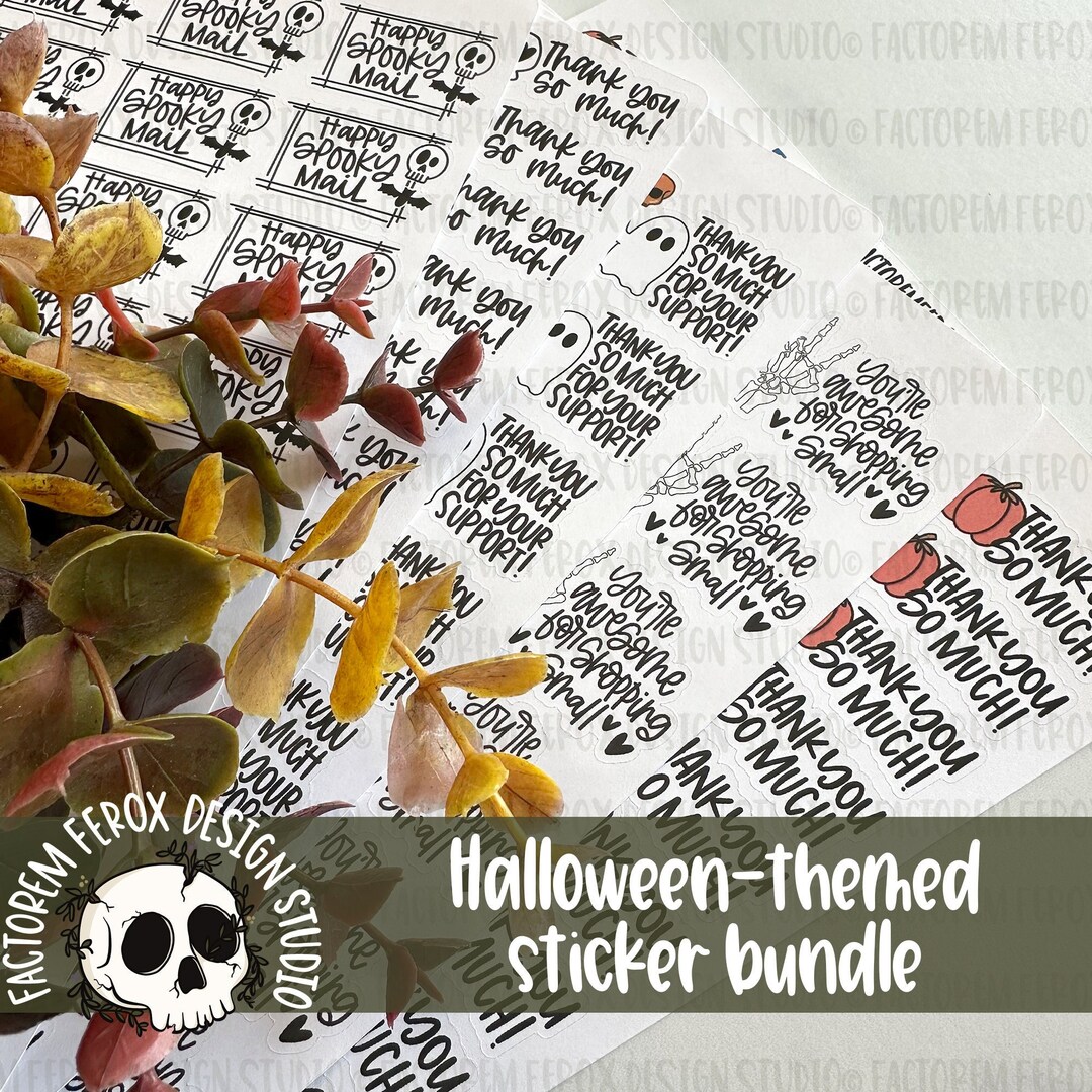 Halloween-themed Sticker Bundle, Halloween Stickers, Small Business ...