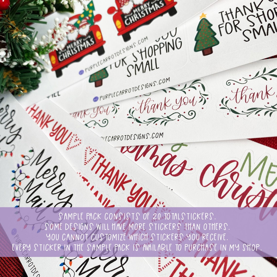 Christmas Sample Sticker Pack 20-sticker Sample Pack Thank - Etsy