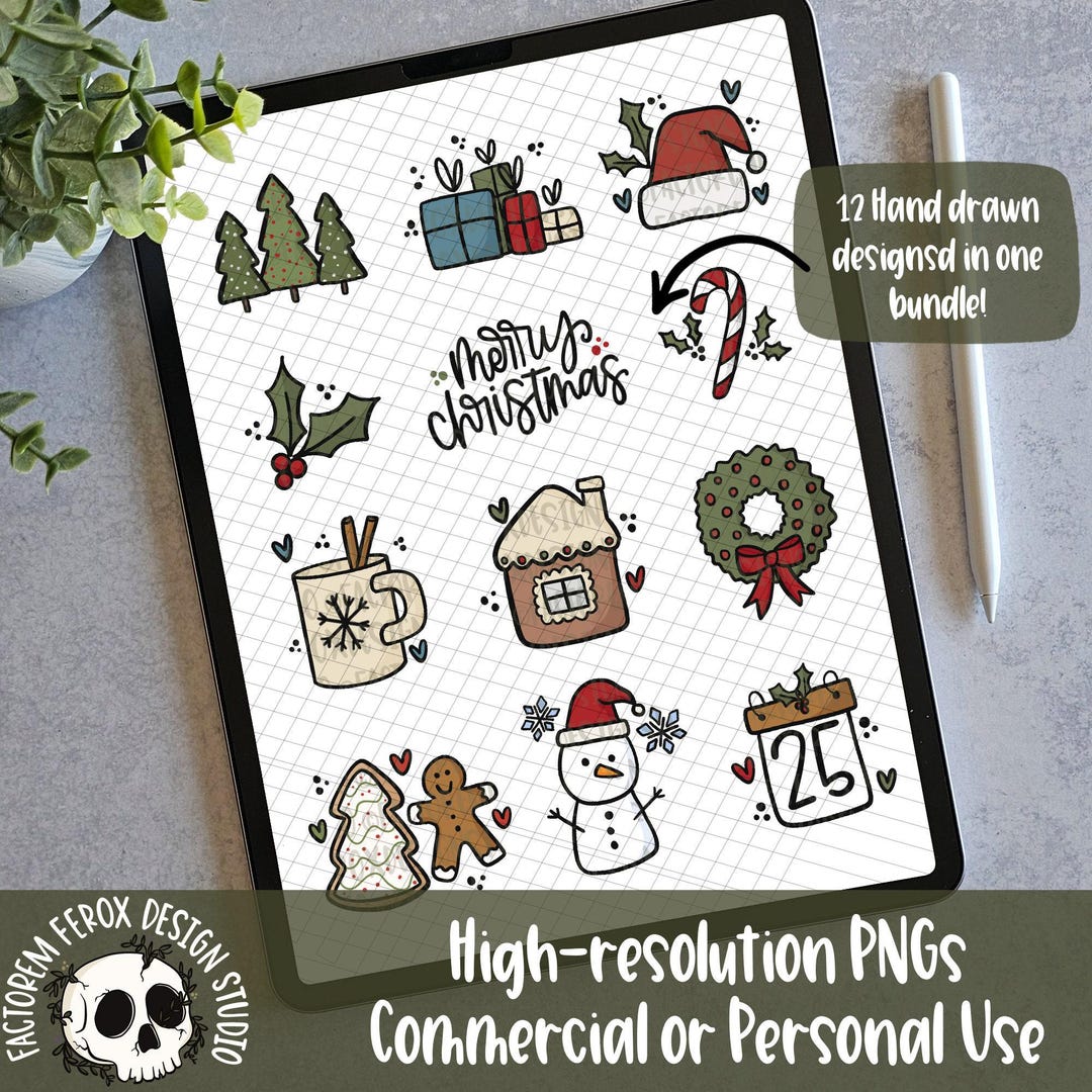 Christmas Doodles Set Digital File © - Commercial Use, Packaging ...