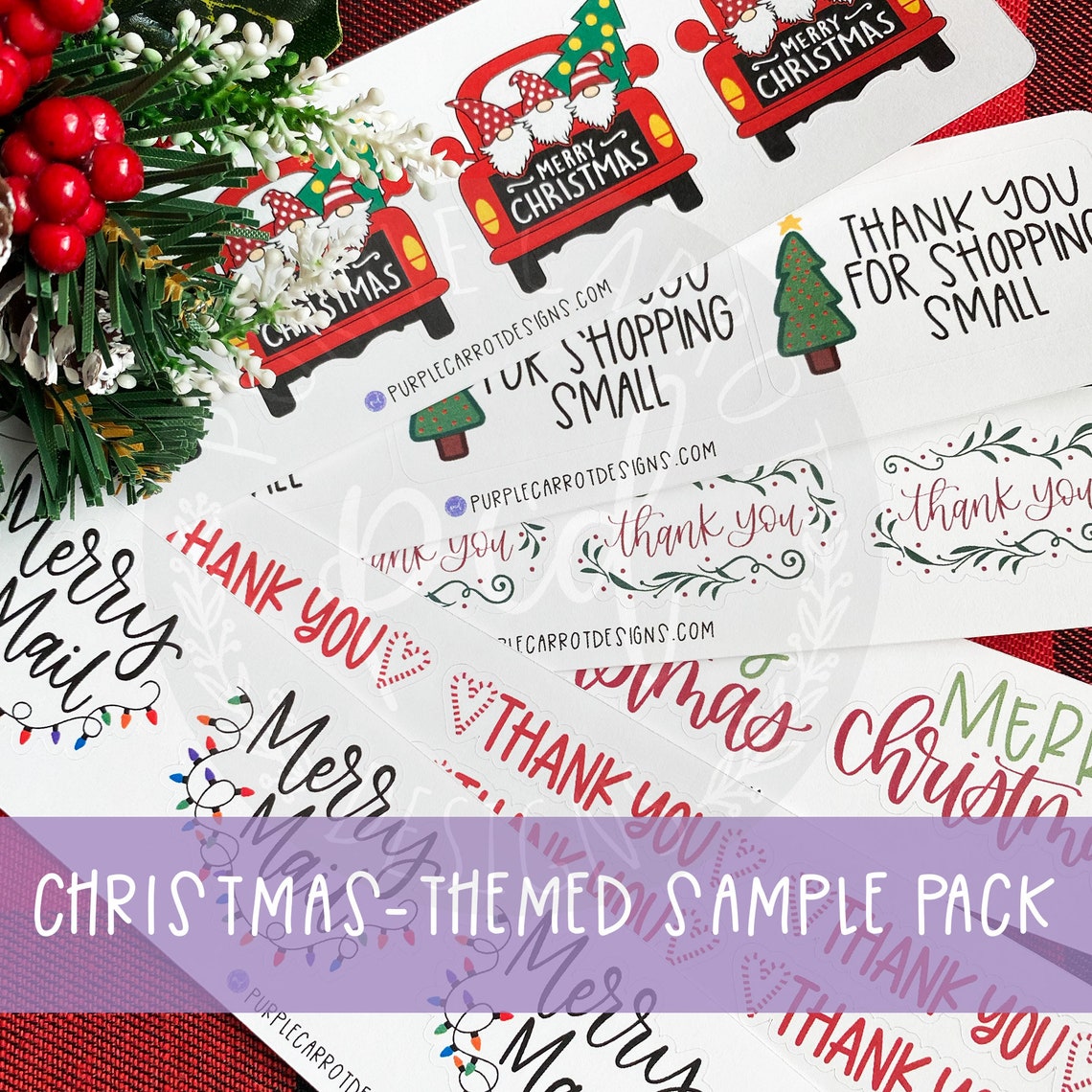 Christmas Sample Sticker Pack 20-sticker Sample Pack Thank - Etsy