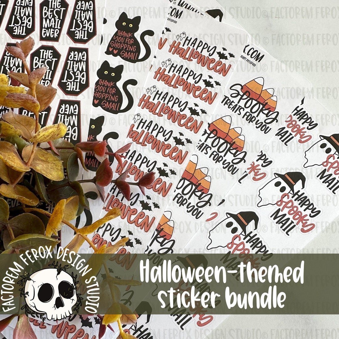 Halloween-themed Sticker Bundle, Halloween Stickers, Small Business ...