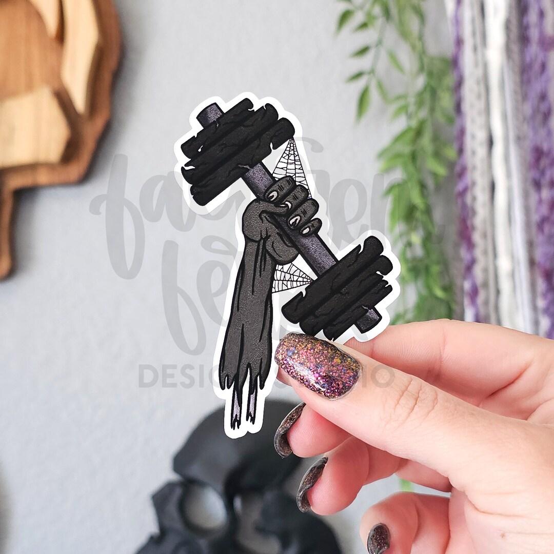 Zombie Arm With Dumbbell Vinyl Sticker ©, Tumbler Decal, Laptop Sticker ...