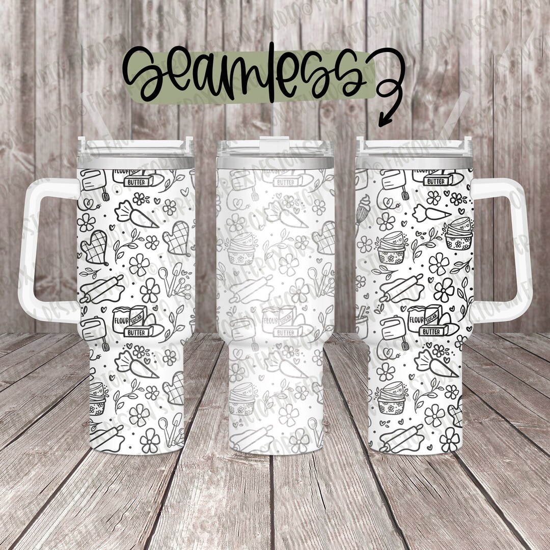 Baking Doodles Full Wrap Design for 40oz Engraved Tumbler, Digital ...