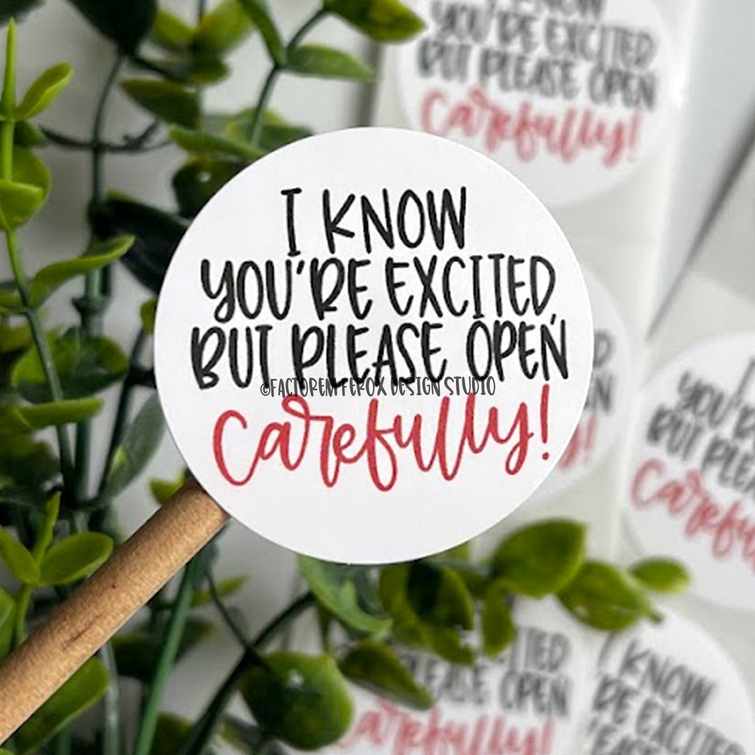 Open Carefully Roll of 50 Stickers, Snail Mail, Small Business, Small ...