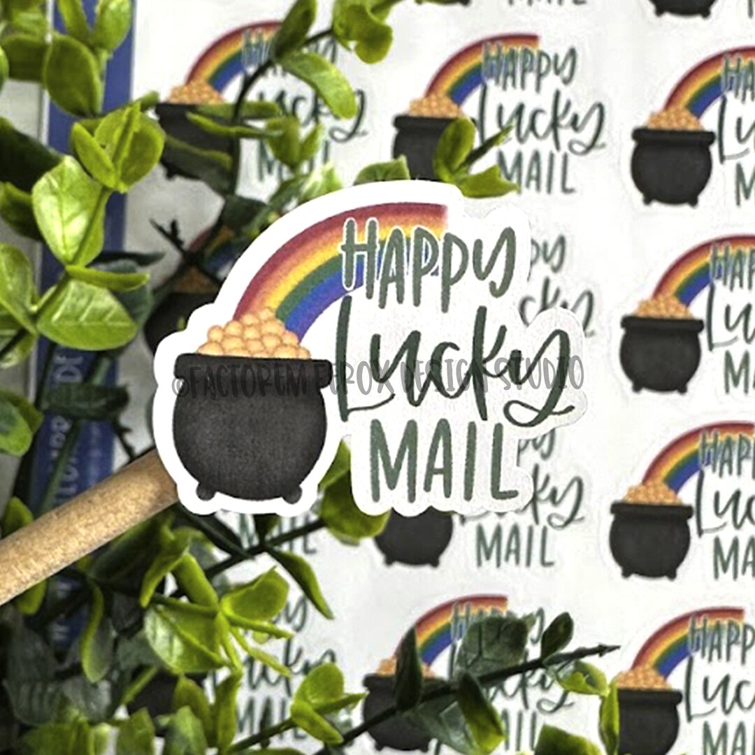 Happy Lucky Mail Sticker©, St Patrick's Day, St Paddy's Day, Rainbow ...