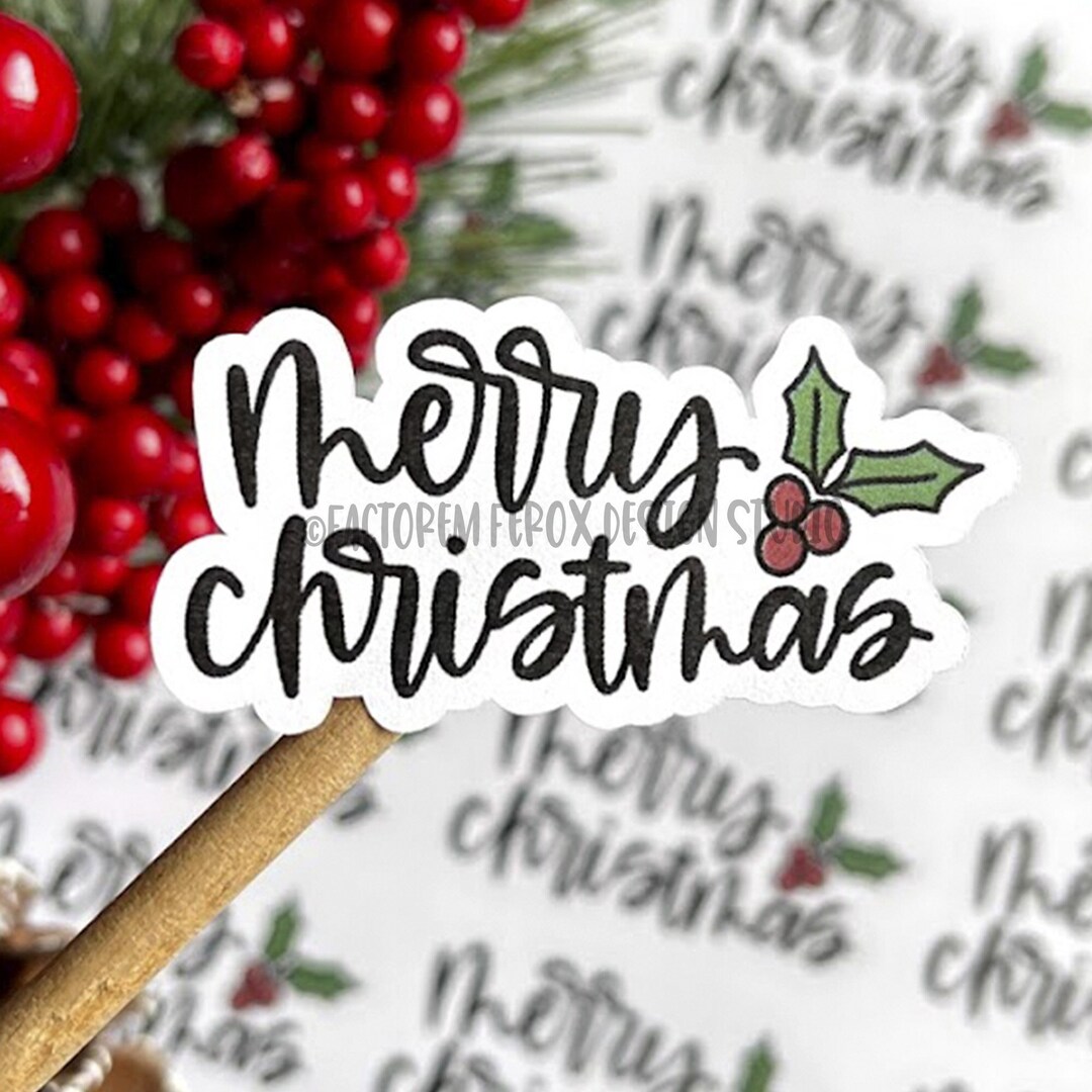 Merry Christmas With Holly Sheet of Stickers ©, Christmas Sticker ...