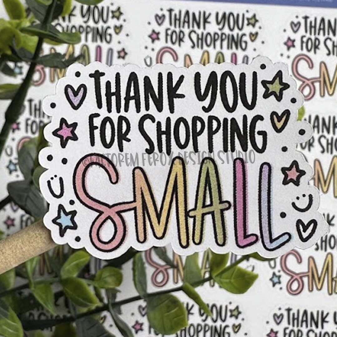Thank You for Shopping Small With Doodles Sticker©, Small Business ...