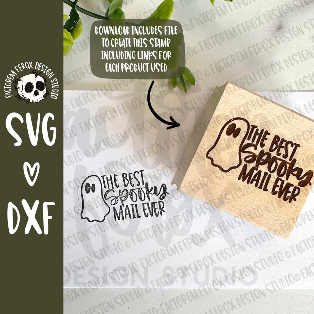 Spooky Mail Stamp Laser SVG File: Halloween Rubber Stamp (commercial ...