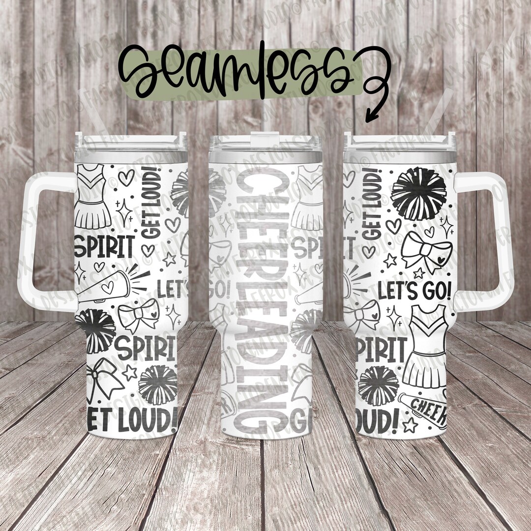 Cheerleading Doodles Full Wrap Design for 40oz Engraved Tumbler ...
