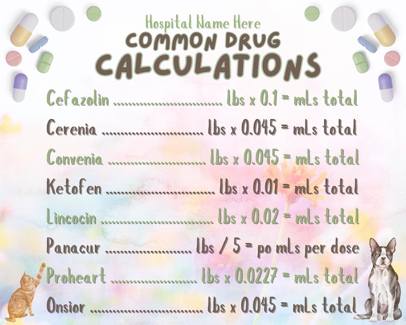 Veterinary Drug Calculation Shortcut Digital Download for Posters ...