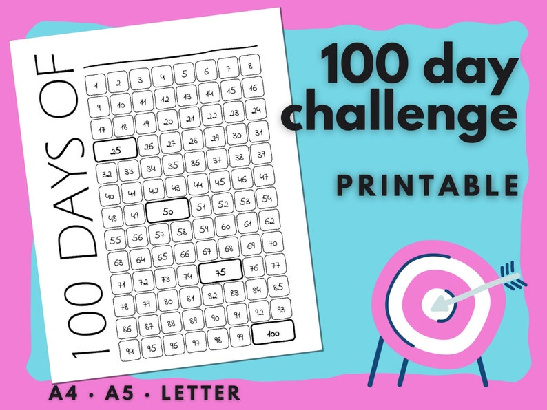 100 Day HABIT TRACKER Printable. Daily Goal Planner. 100 Day Challenge ...