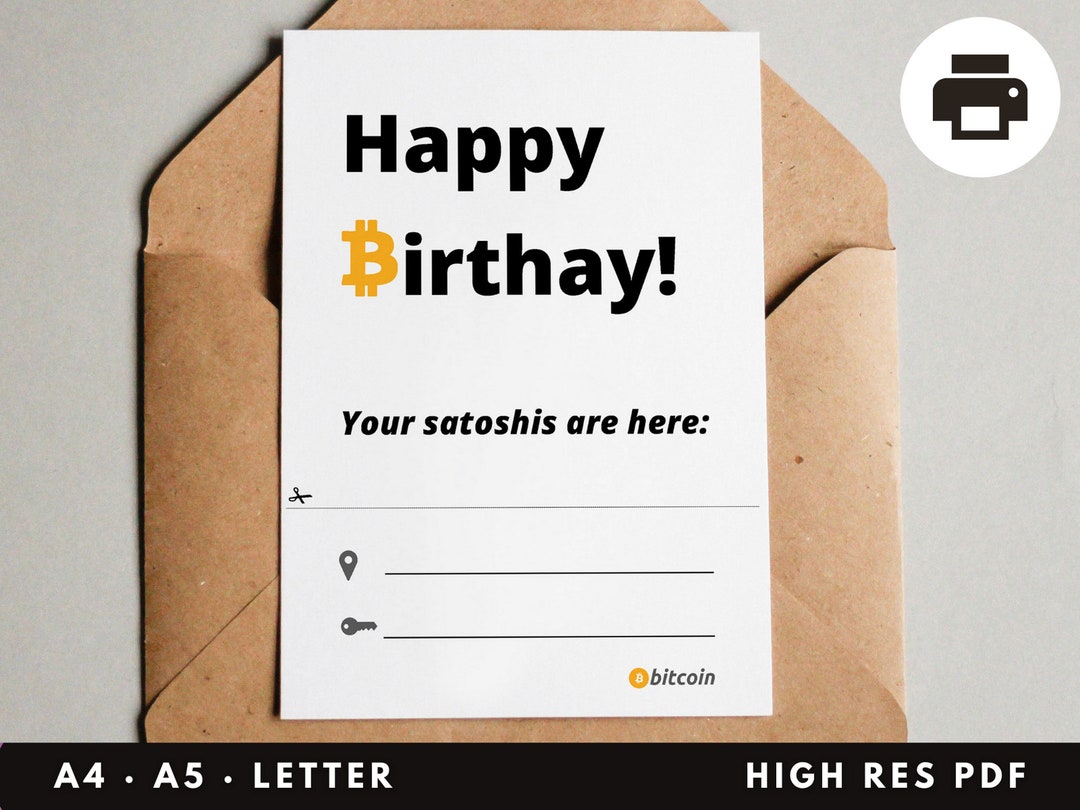 Bitcoin Wallet. Printable Birthday Card. Gift Bitcoin Anniversary Card ...