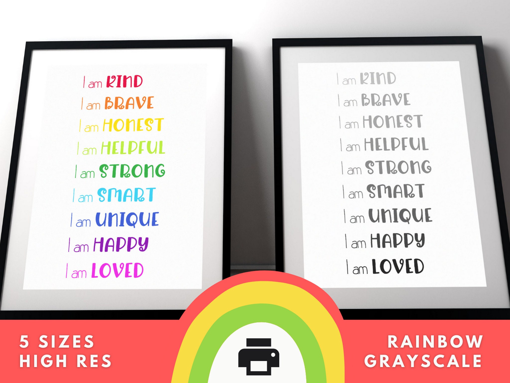 Affirmations for Kids, Kid Affirmations Wall Art, Educational Posters ...