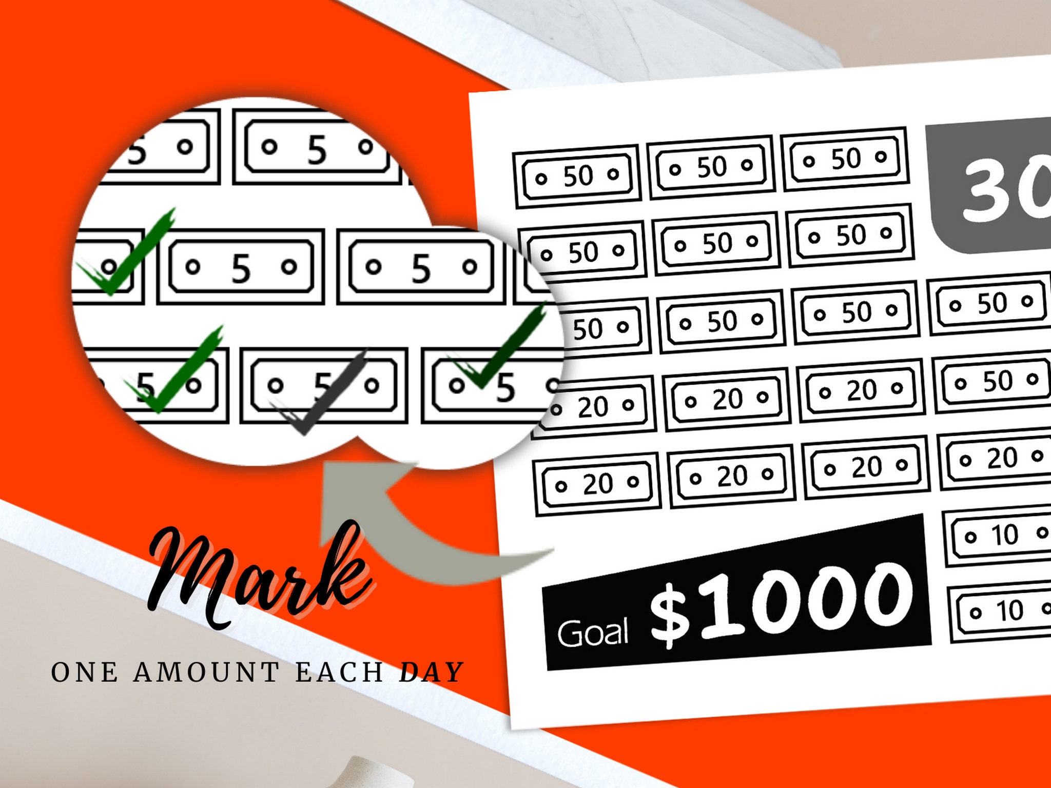1k Money Challenge 30-day. Save 1000 a Month. Savings Tracker - Etsy