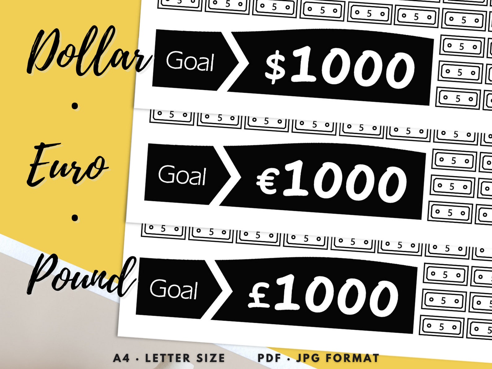 1k Money Tracker 52-week. Save 1000 a Year. Savings Tracker Printable ...